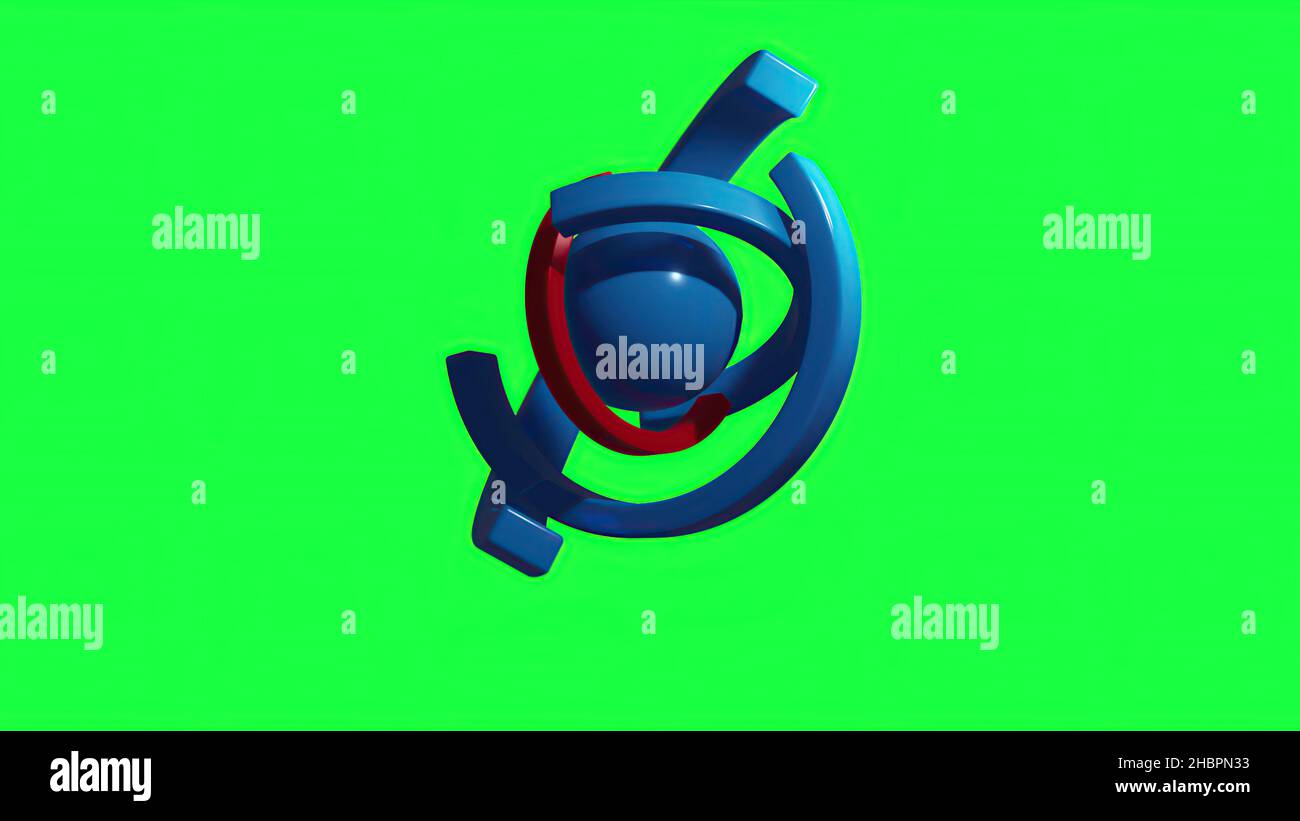 3d illustration - Abstract sphere and rotating rings around it ...