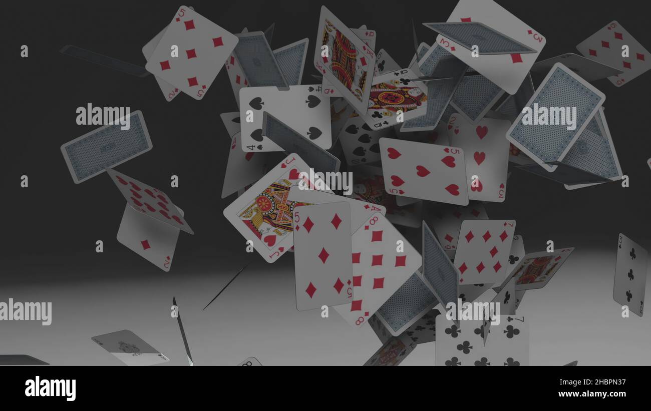 3d illustration - Falling Playing Cards Stock Photo - Alamy