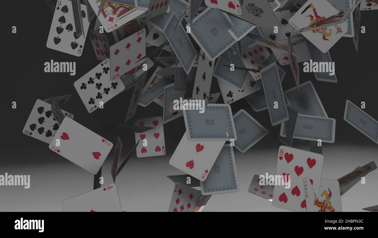 3d illustration - Falling Playing Cards Stock Photo - Alamy