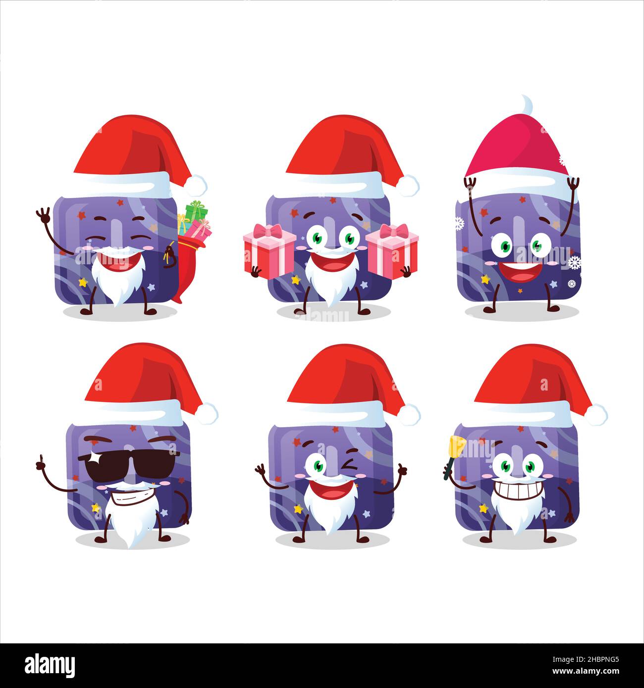 Santa Claus emoticons with purple gummy candy I cartoon character ...