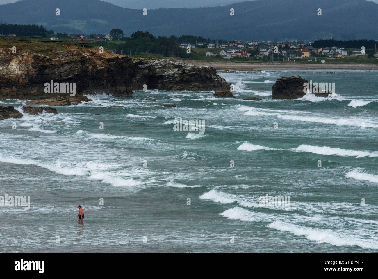 As Catedrais or Las Catedrales Beach by sunset, in Ribadeo, Lugo ...