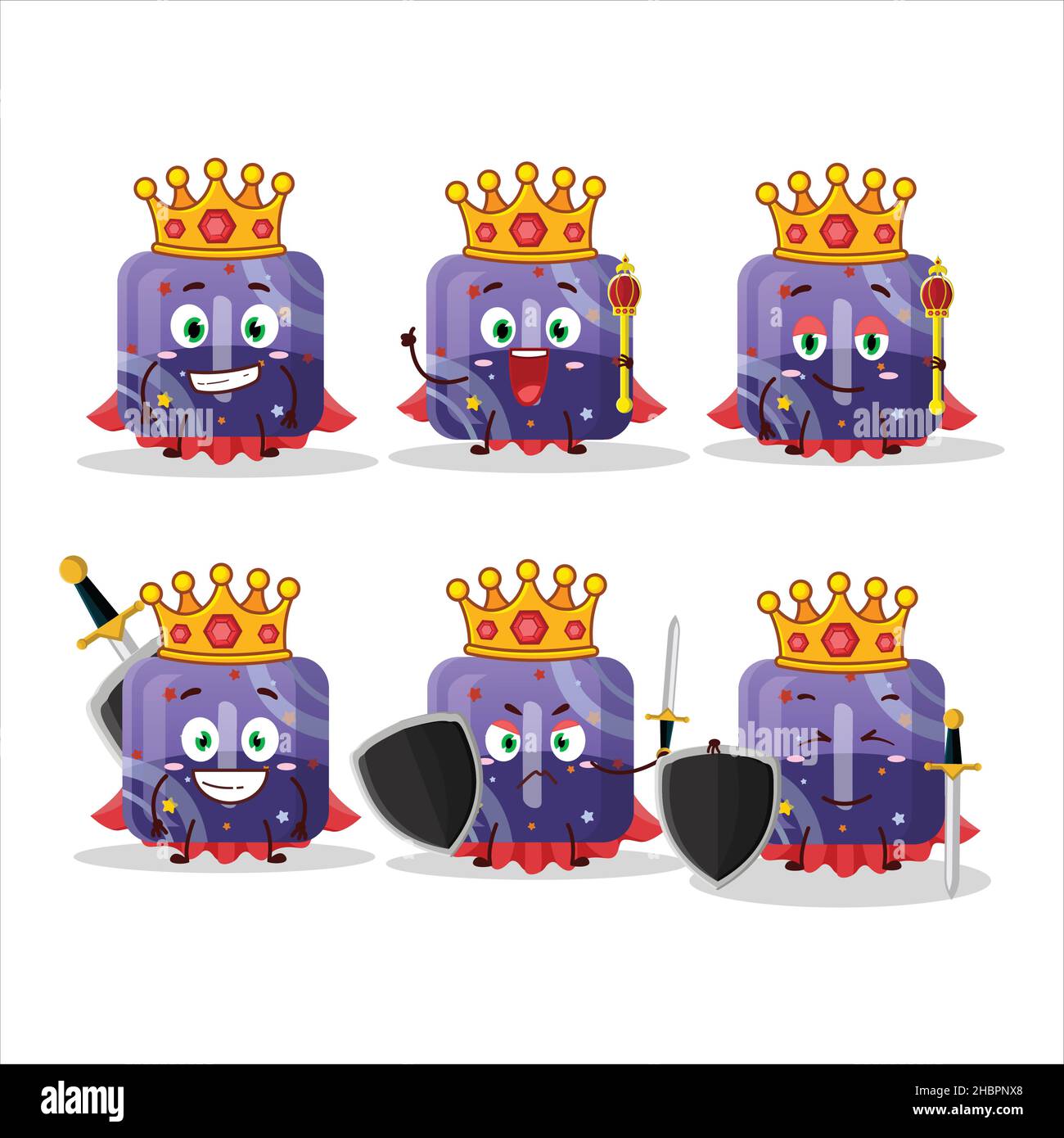 A Charismatic King purple gummy candy I cartoon character wearing a ...