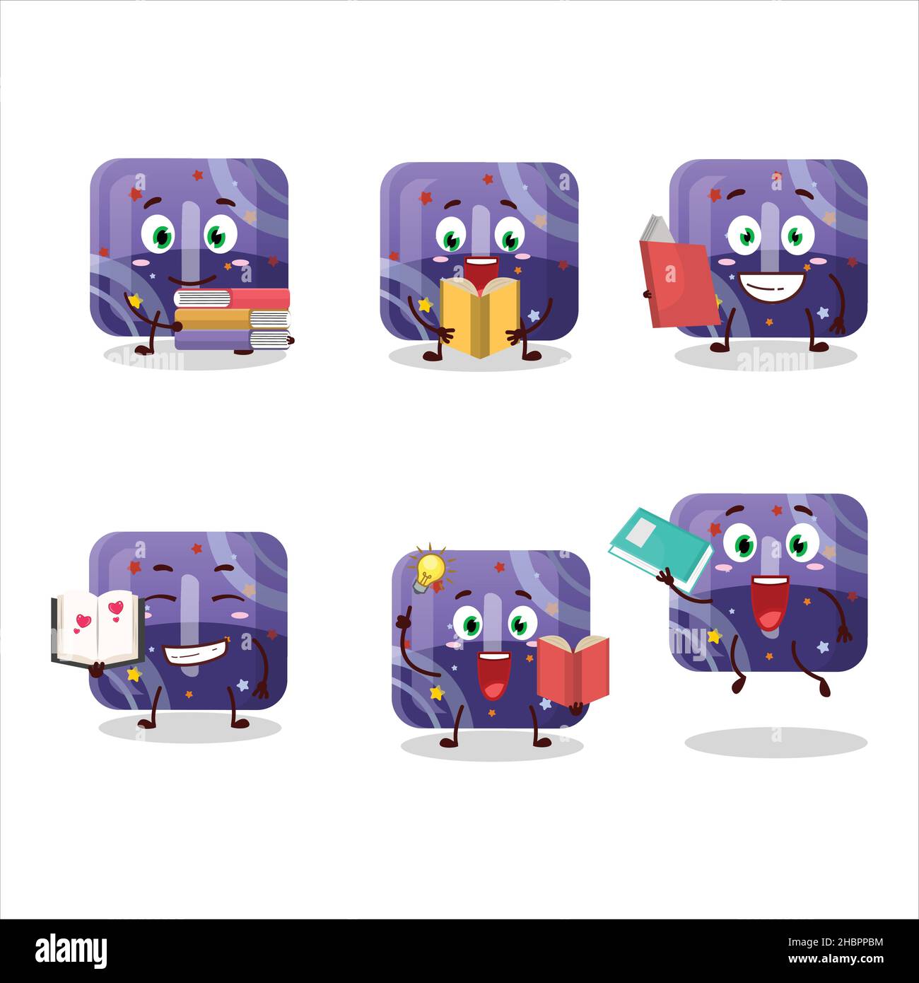 A picture of purple gummy candy I cartoon character concept reading an ...