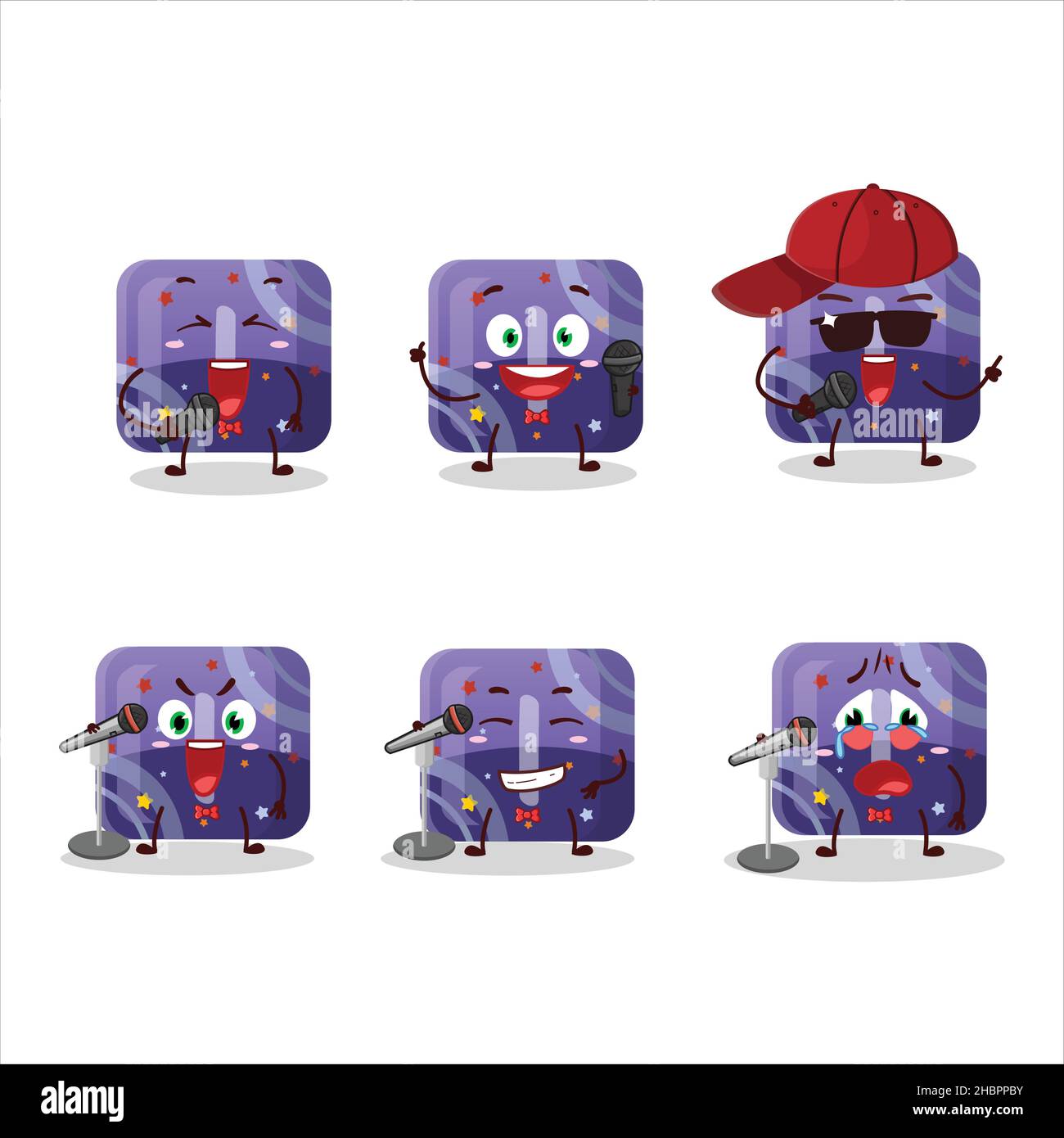 A Cute Cartoon design concept of purple gummy candy I singing a famous ...