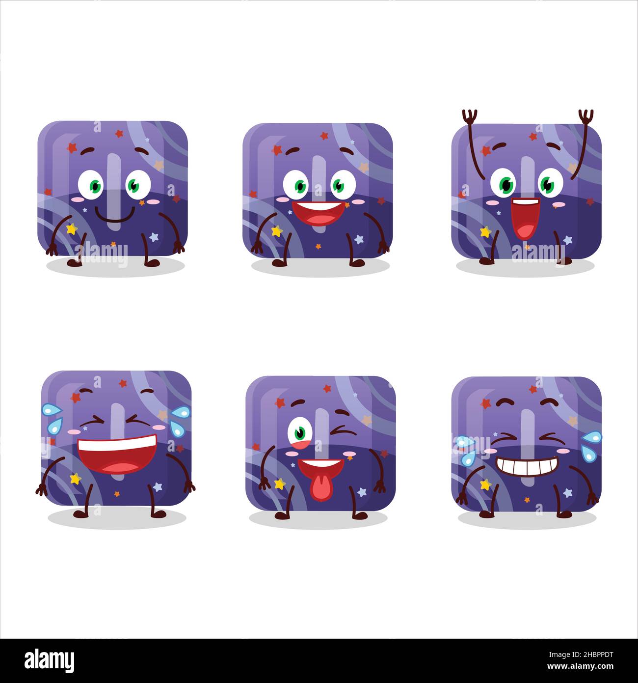 Cartoon character of purple gummy candy I with smile expression. Vector ...