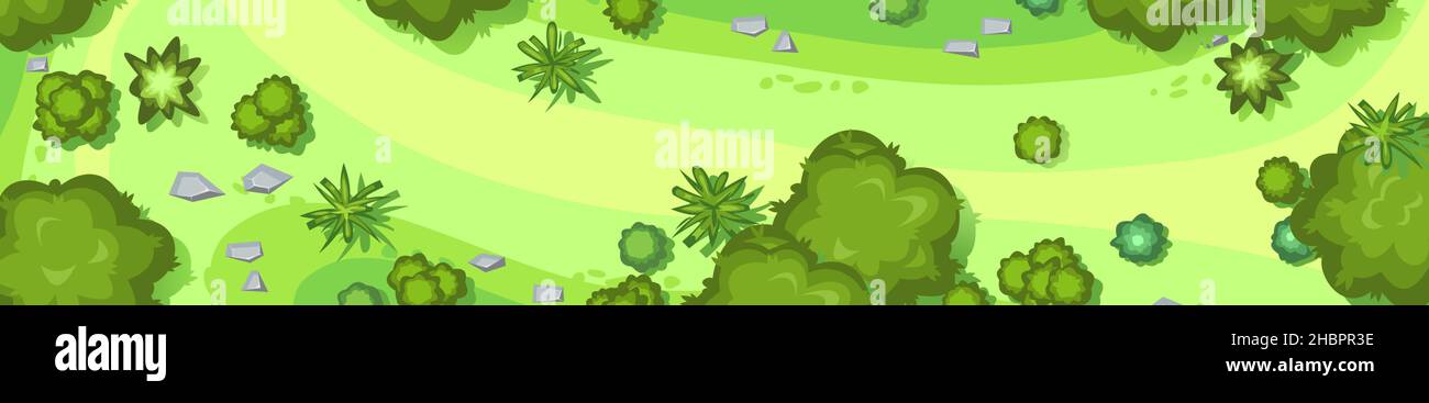 Beautiful summer meadow landscape with trees. View from above ...