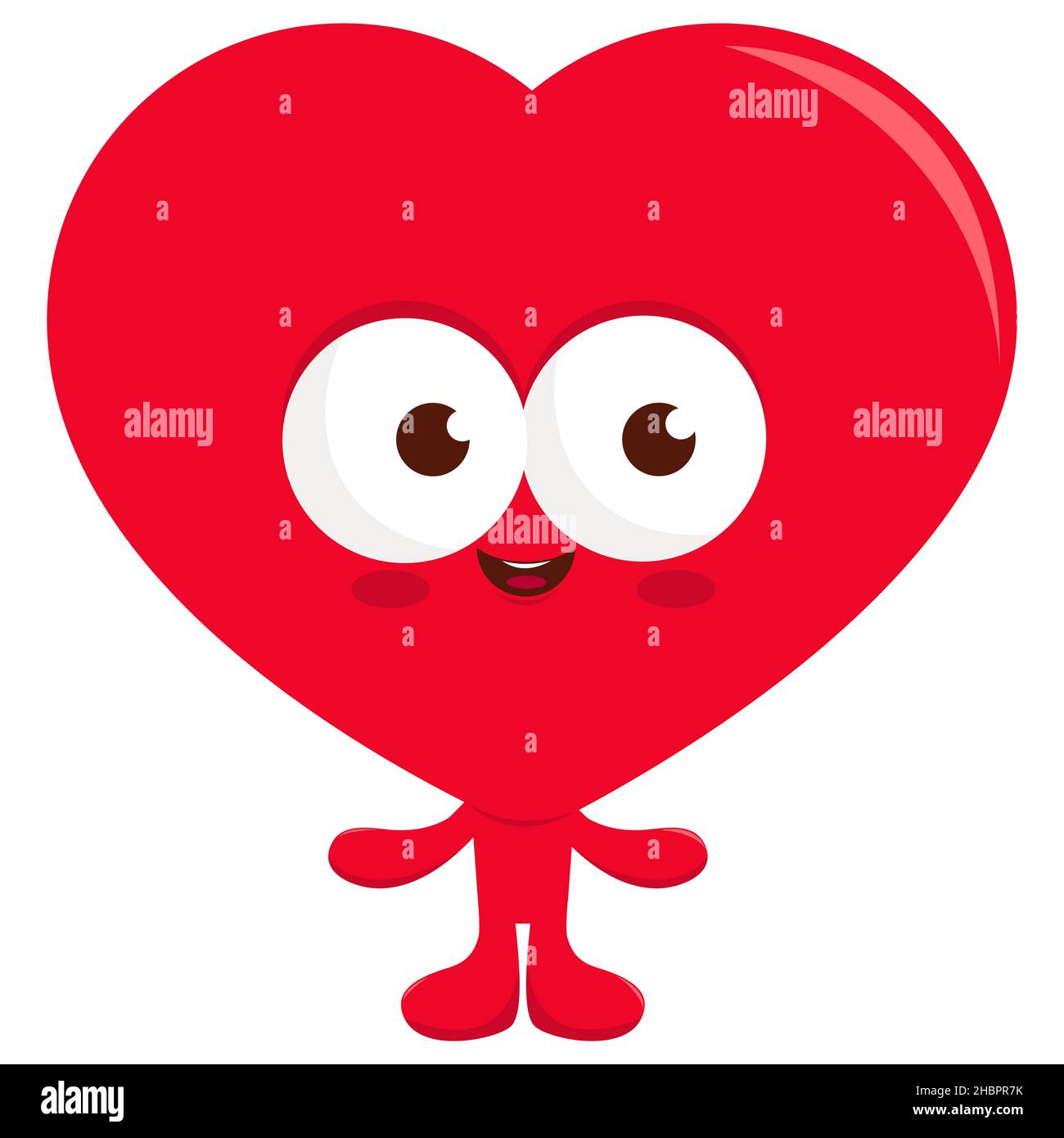 Cute cartoon red heart character. Happy Valentines Day mascot with ...
