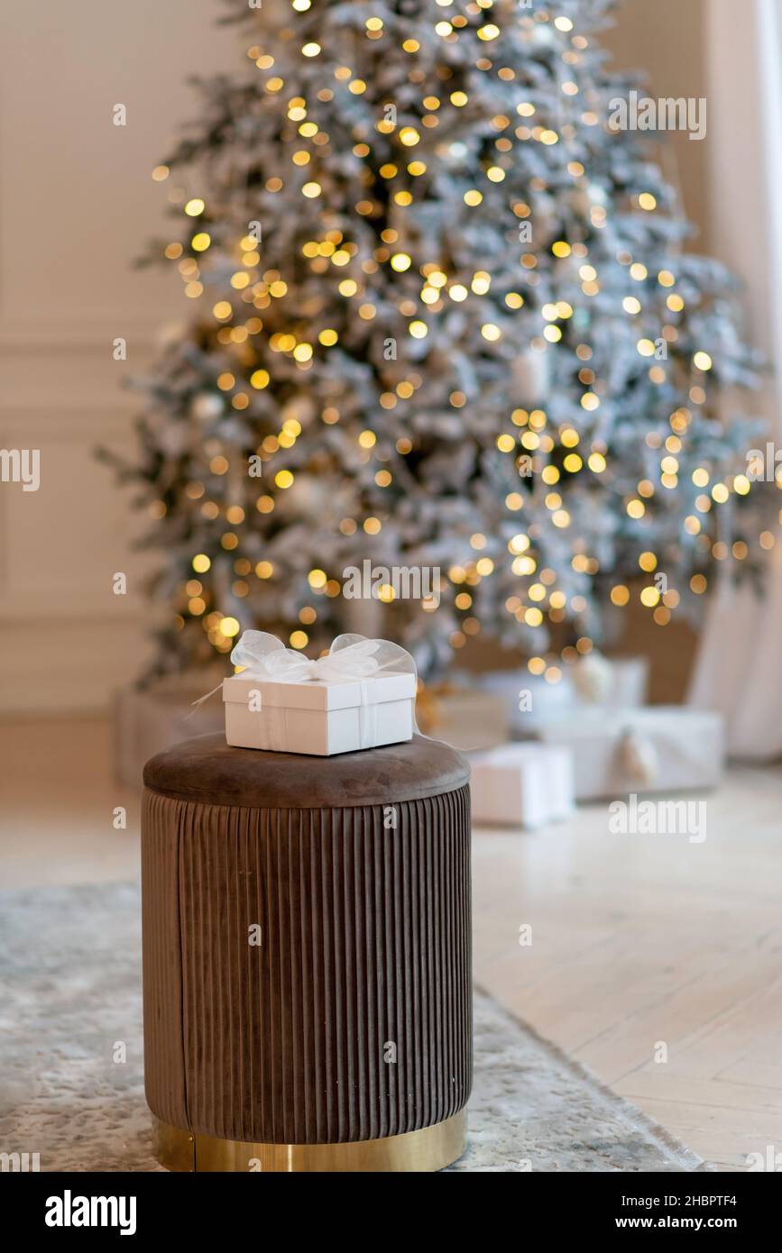 Shiny christmas tree gift boxes hi-res stock photography and images - Alamy