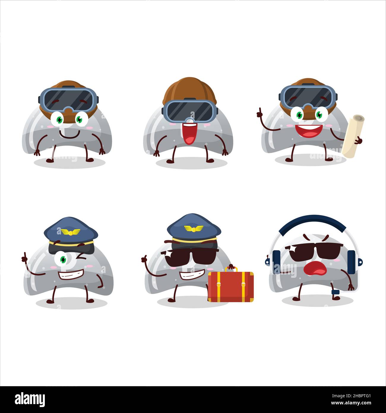 Pilot cartoon mascot curve white gummy candy with glasses. Vector ...
