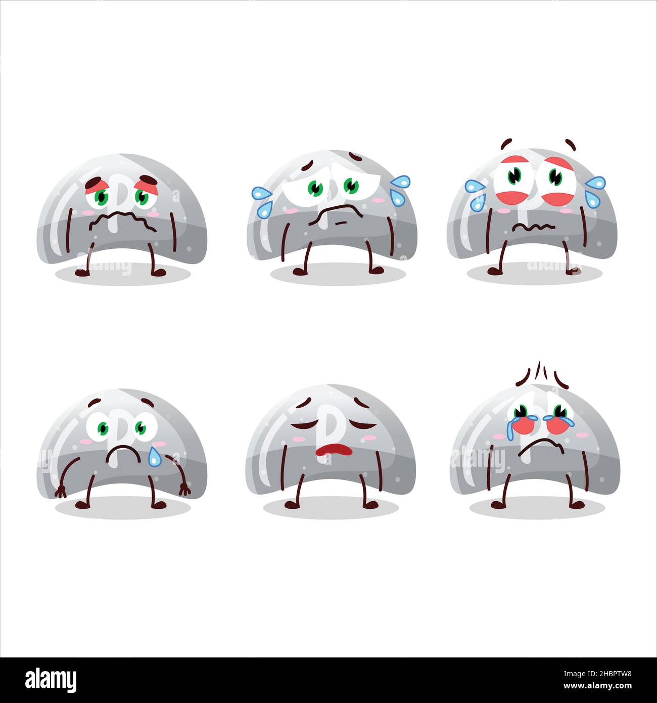 Curve white gummy candy cartoon character with sad expression. Vector ...