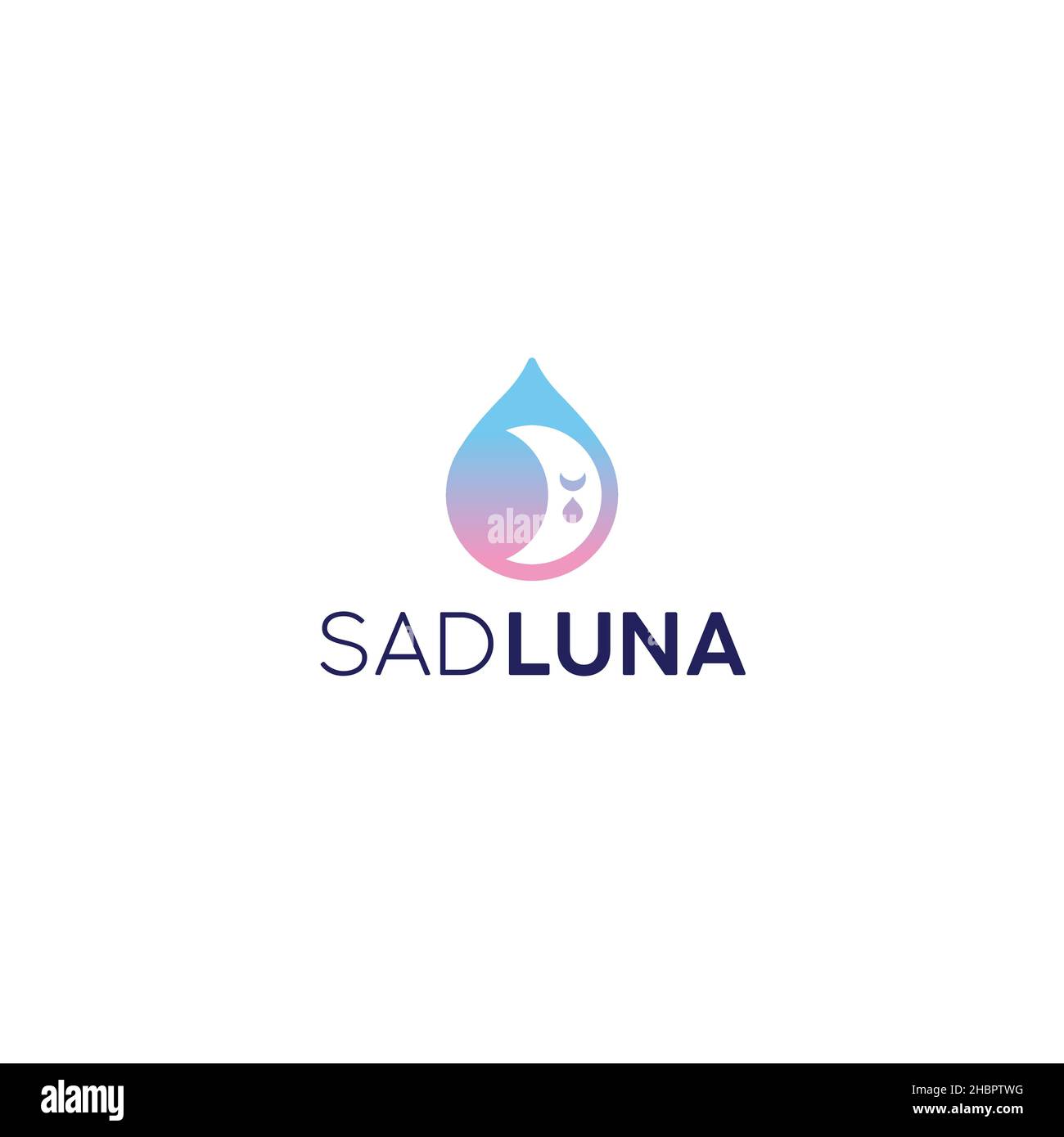 Minimalist design Sad Luna Moon water logo design Stock Vector Image ...