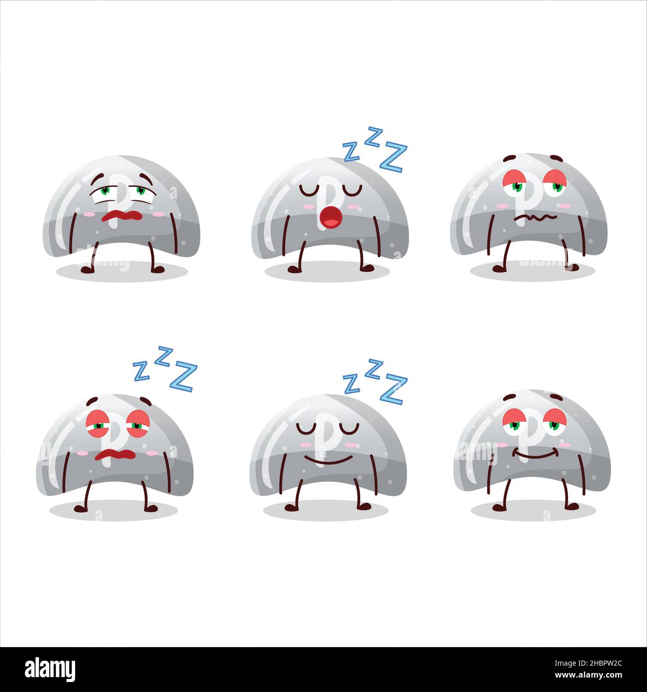 Cartoon character of curve white gummy candy with sleepy expression ...