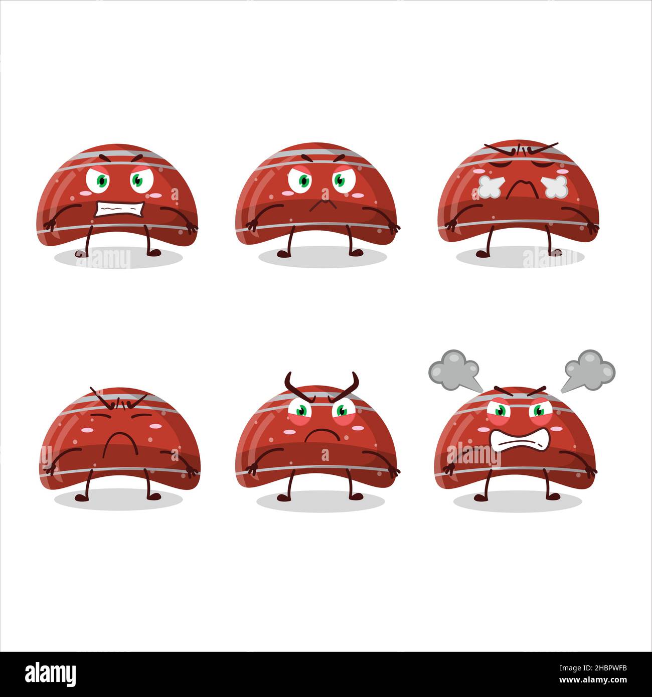 Curve red gummy candy cartoon character with various angry expressions ...