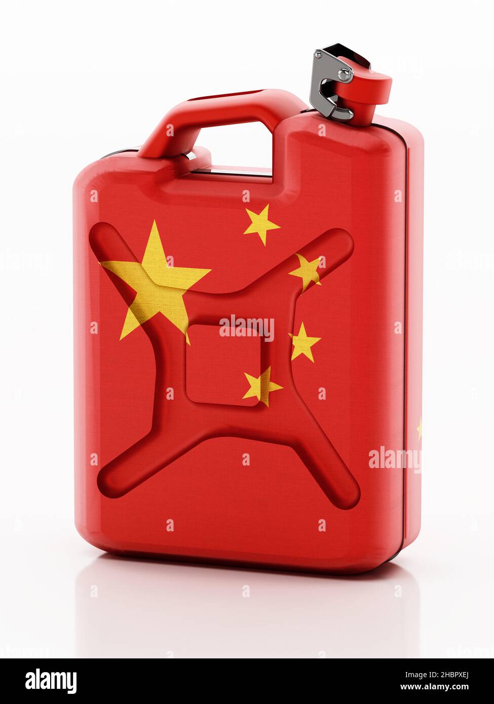 Gas can with Chinese flag isolated on white background. 3D illustration ...
