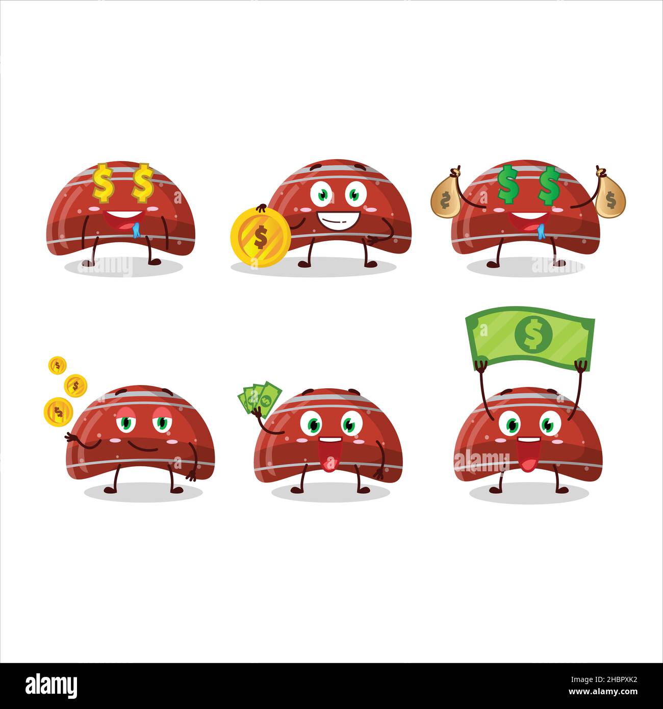 Curve red gummy candy cartoon character with cute emoticon bring money ...