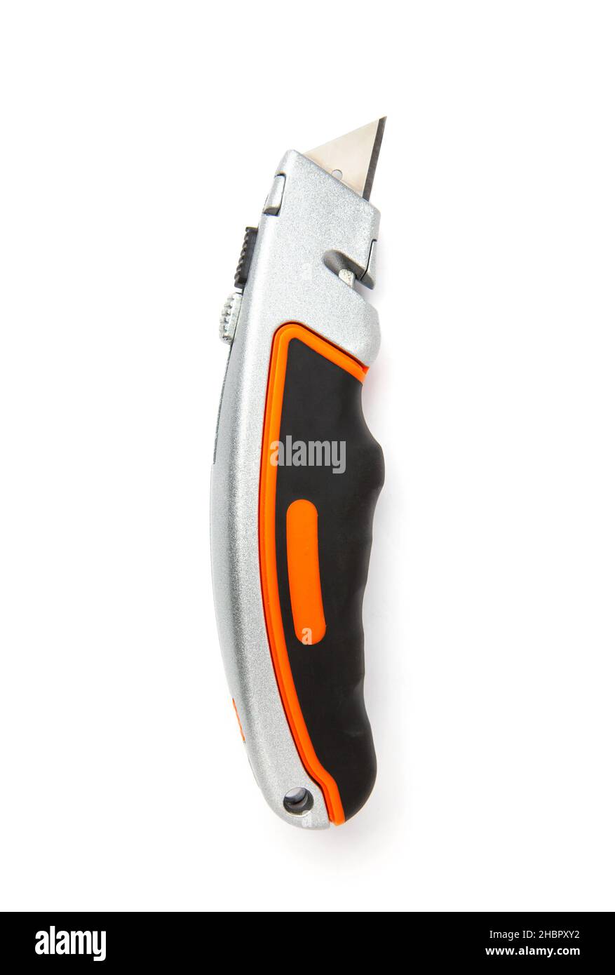 Top view of retractable utility knife isolated on white background ...