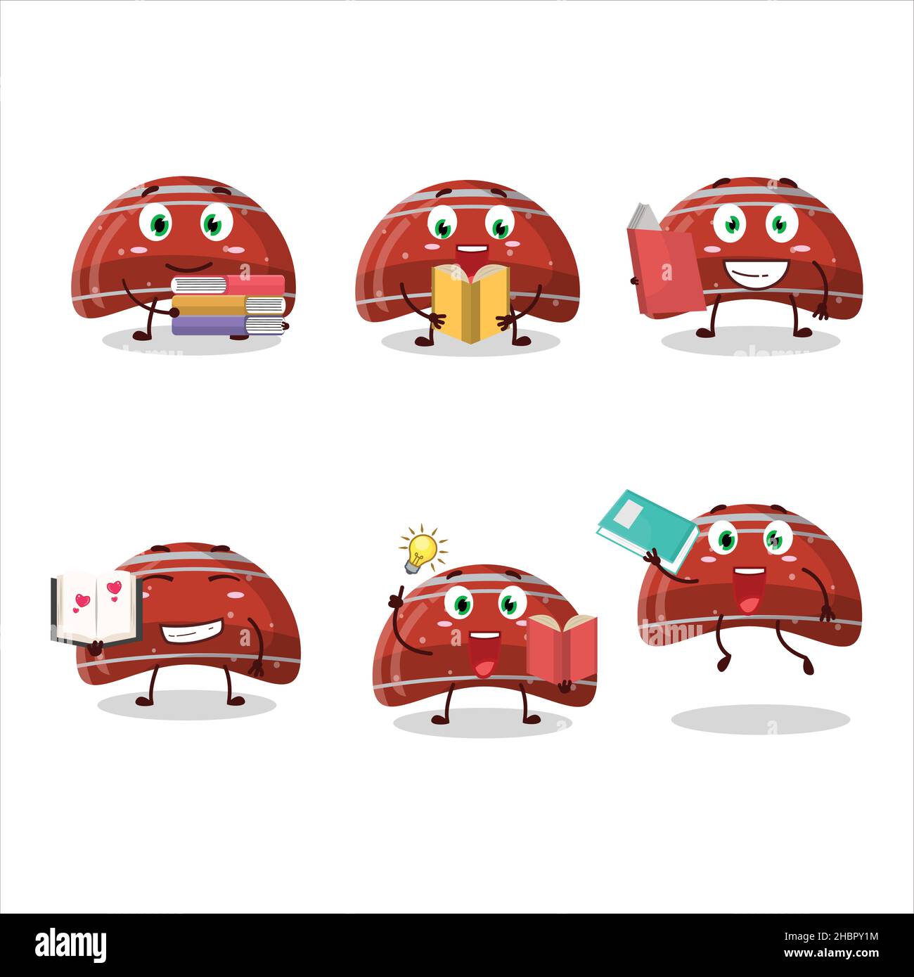 A picture of curve red gummy candy cartoon character concept reading an ...