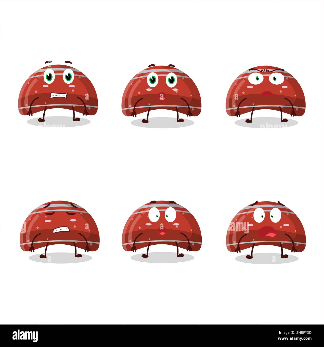 Character cartoon of curve red gummy candy with scared expression ...