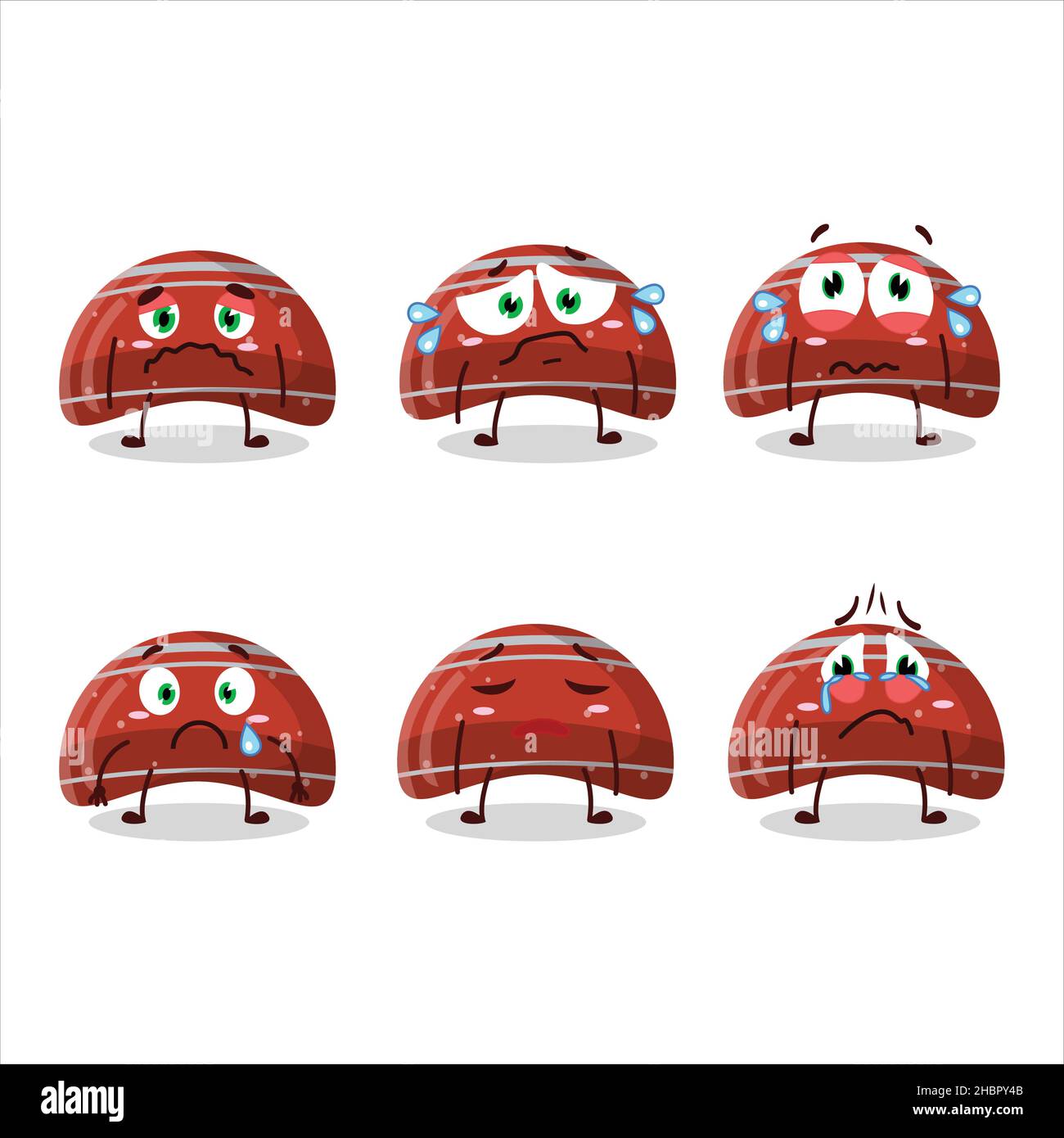 Curve red gummy candy cartoon character with sad expression. Vector ...
