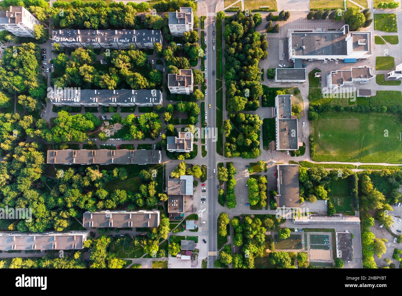 Urban building with roads and trees aerial view cityscape Stock Photo ...