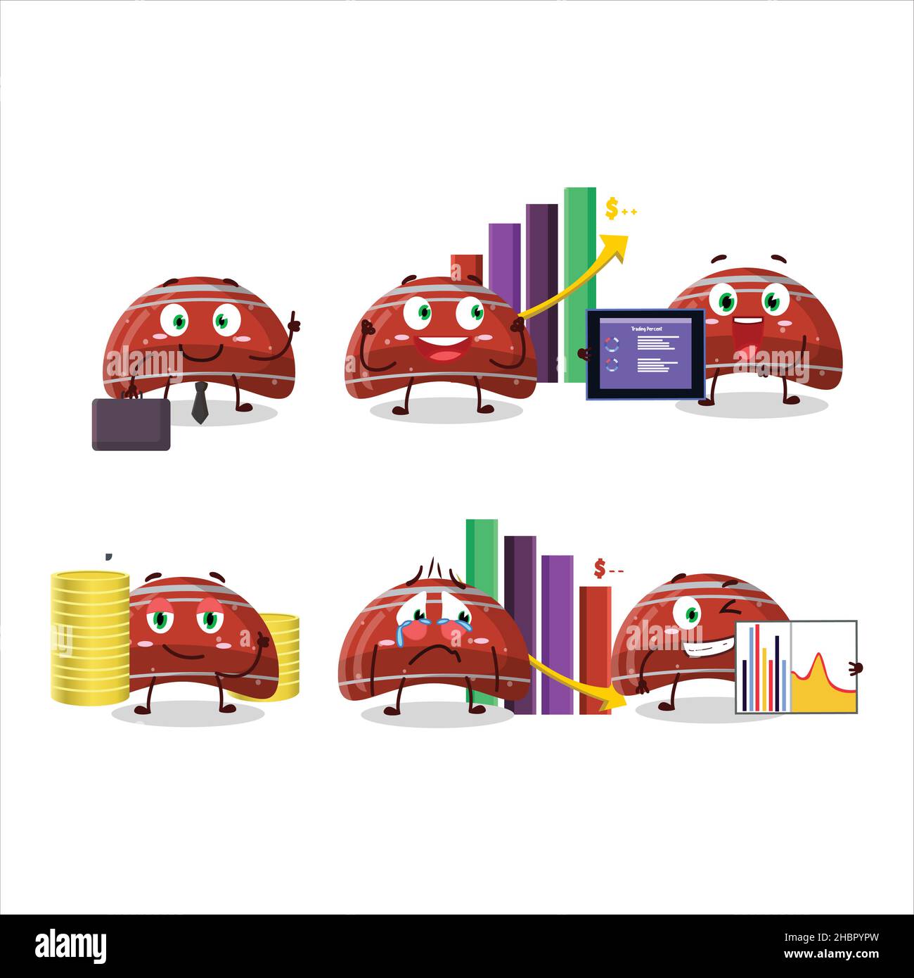 Curve red gummy candy character designs as a trader investment mascot ...