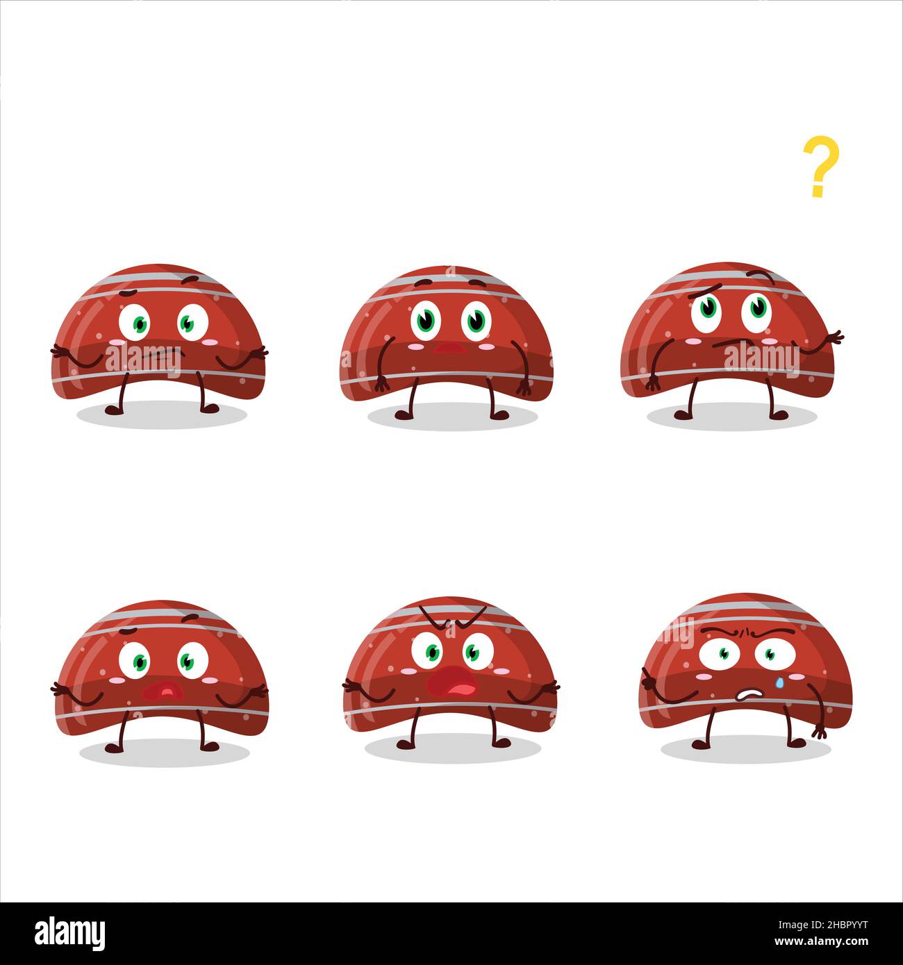 Cartoon character of curve red gummy candy with what expression. Vector ...