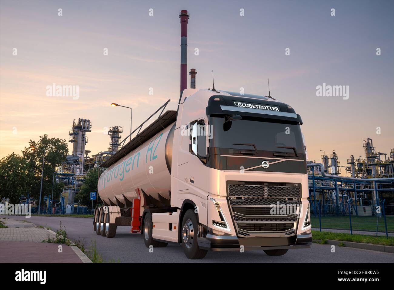Volvo truck with tanker carrying liquid hydrogen Stock Photo - Alamy