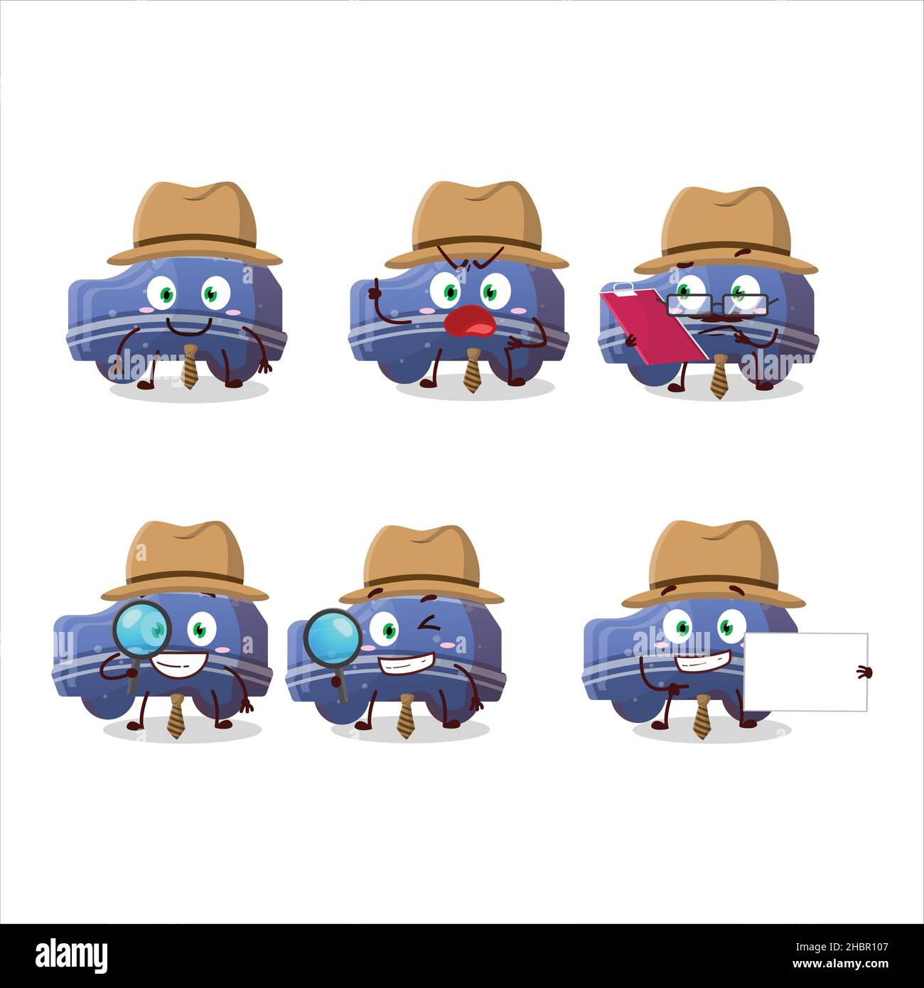 Detective blue car gummy candy cute cartoon character holding ...