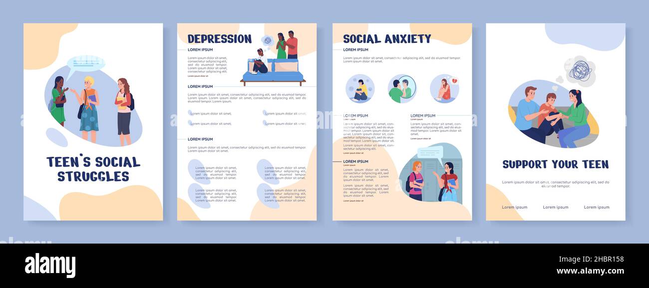 Teens social struggles flat vector brochure template Stock Vector Image ...