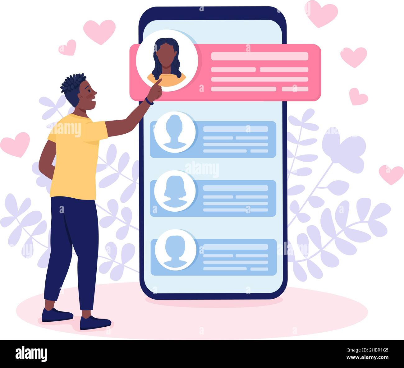 Meeting girlfriend on dating app flat concept vector illustration Stock ...