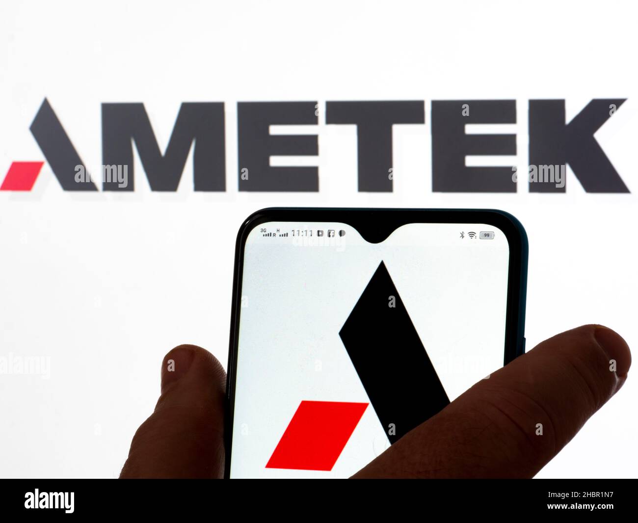 In this photo illustration AMETEK, Inc. logo seen displayed on a ...