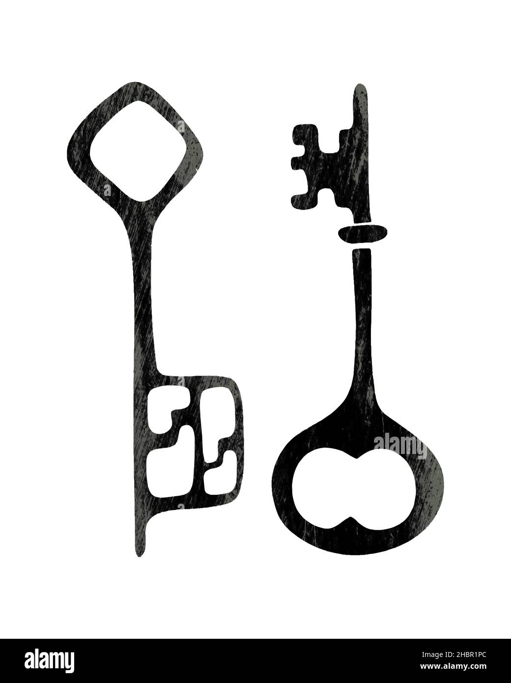 Old texture keys with scratches and scuffs, vintage, tracing, worn ...