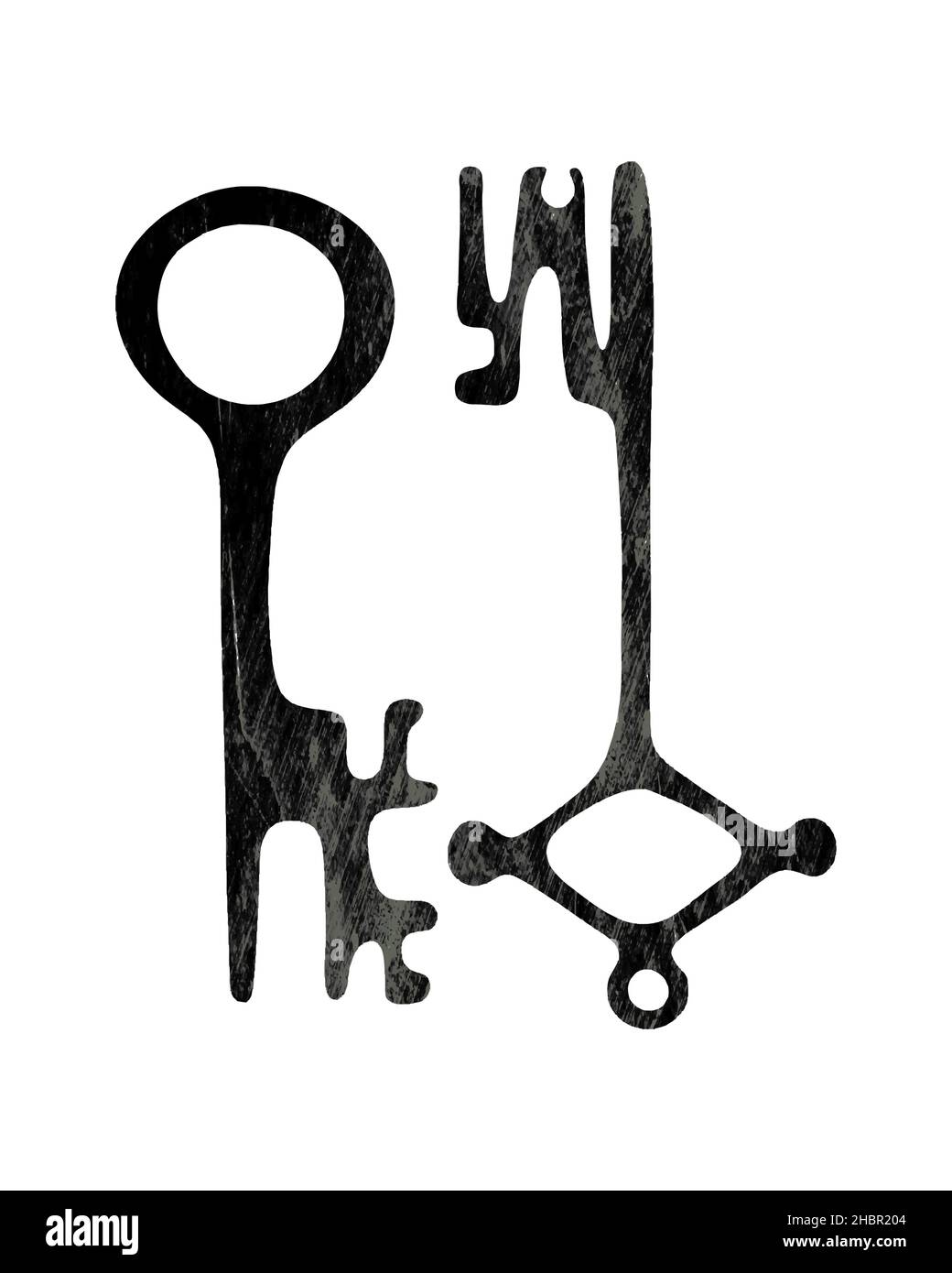 Old texture keys with scratches and scuffs, vintage, tracing, worn ...