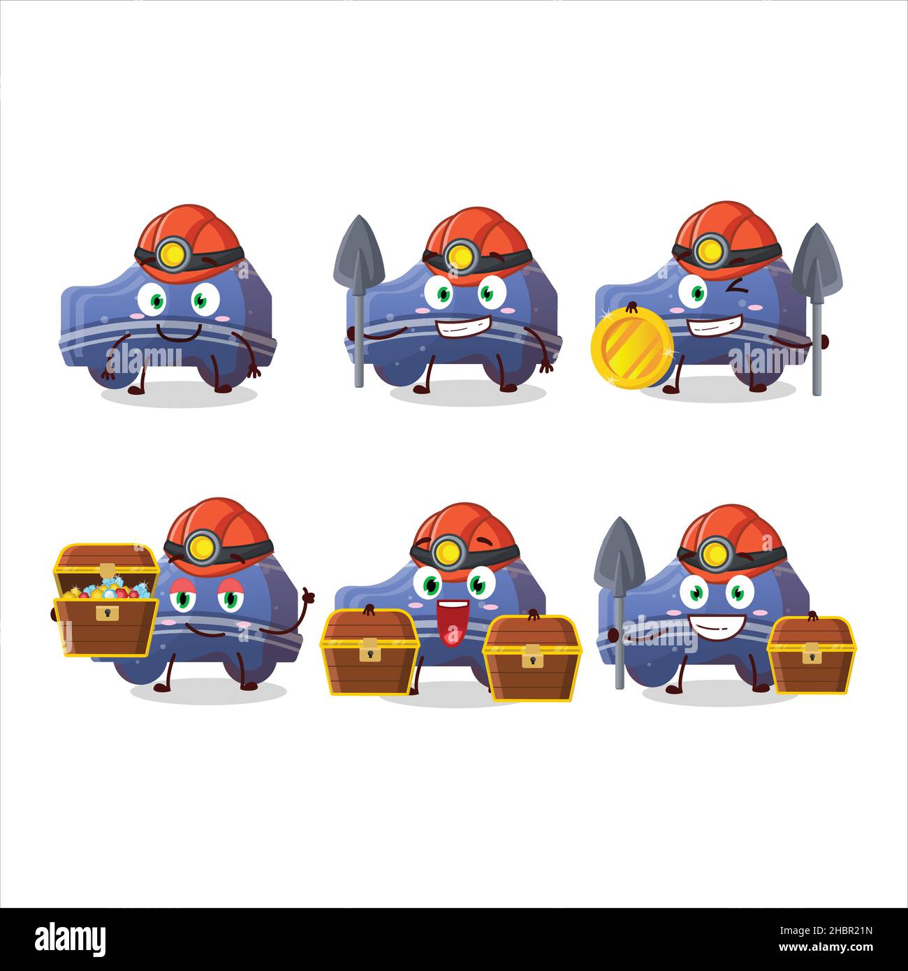 miners blue car gummy candy cute mascot character wearing helmet ...