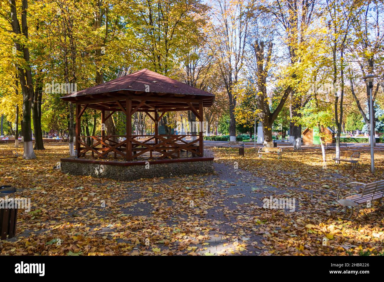 A pavilion in the Roman Park in the autumn, Romania Stock Photo - Alamy