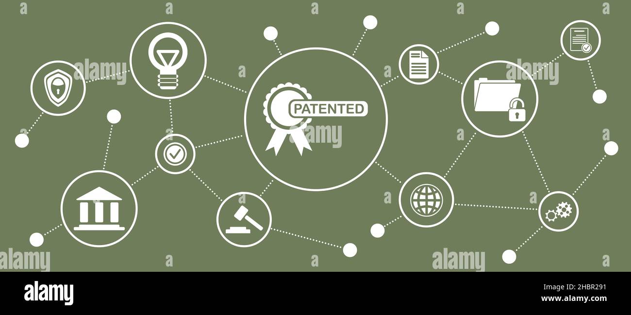 Concept of patent with connected icons Stock Photo - Alamy