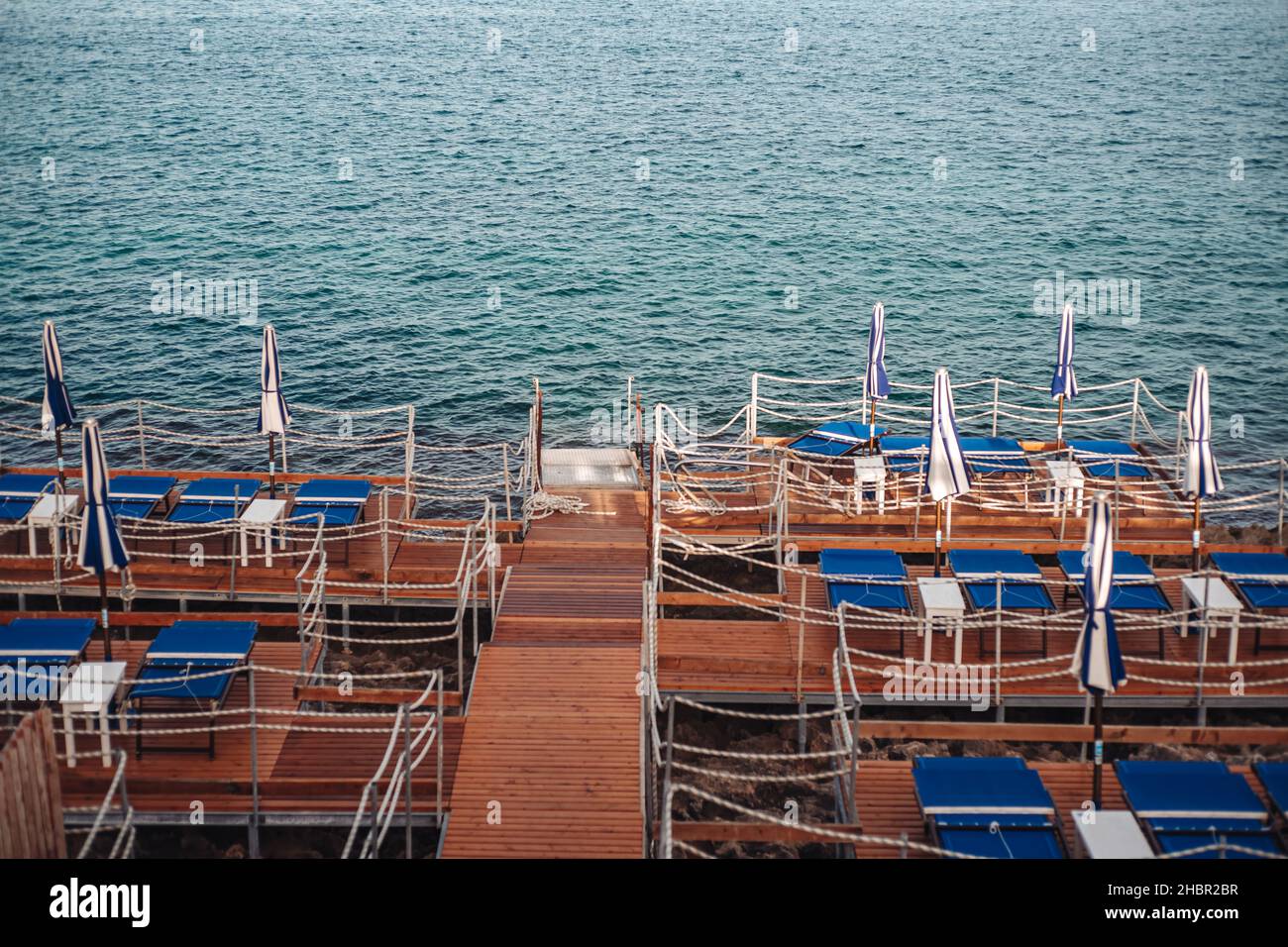 Santa Maria di Leuca, Italy-June 2021: deck chairs on the beautiful ...