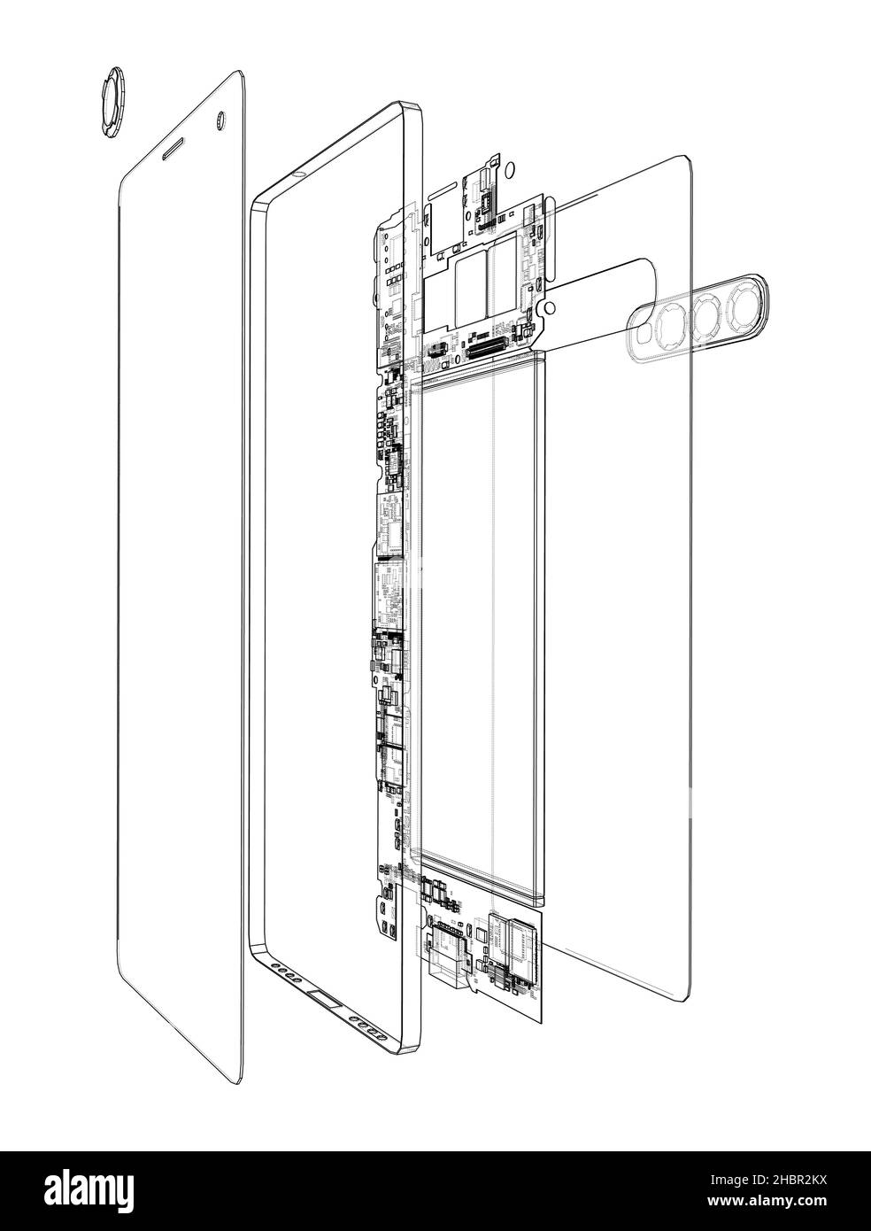 Disassembled smartphone concept outline Stock Photo - Alamy