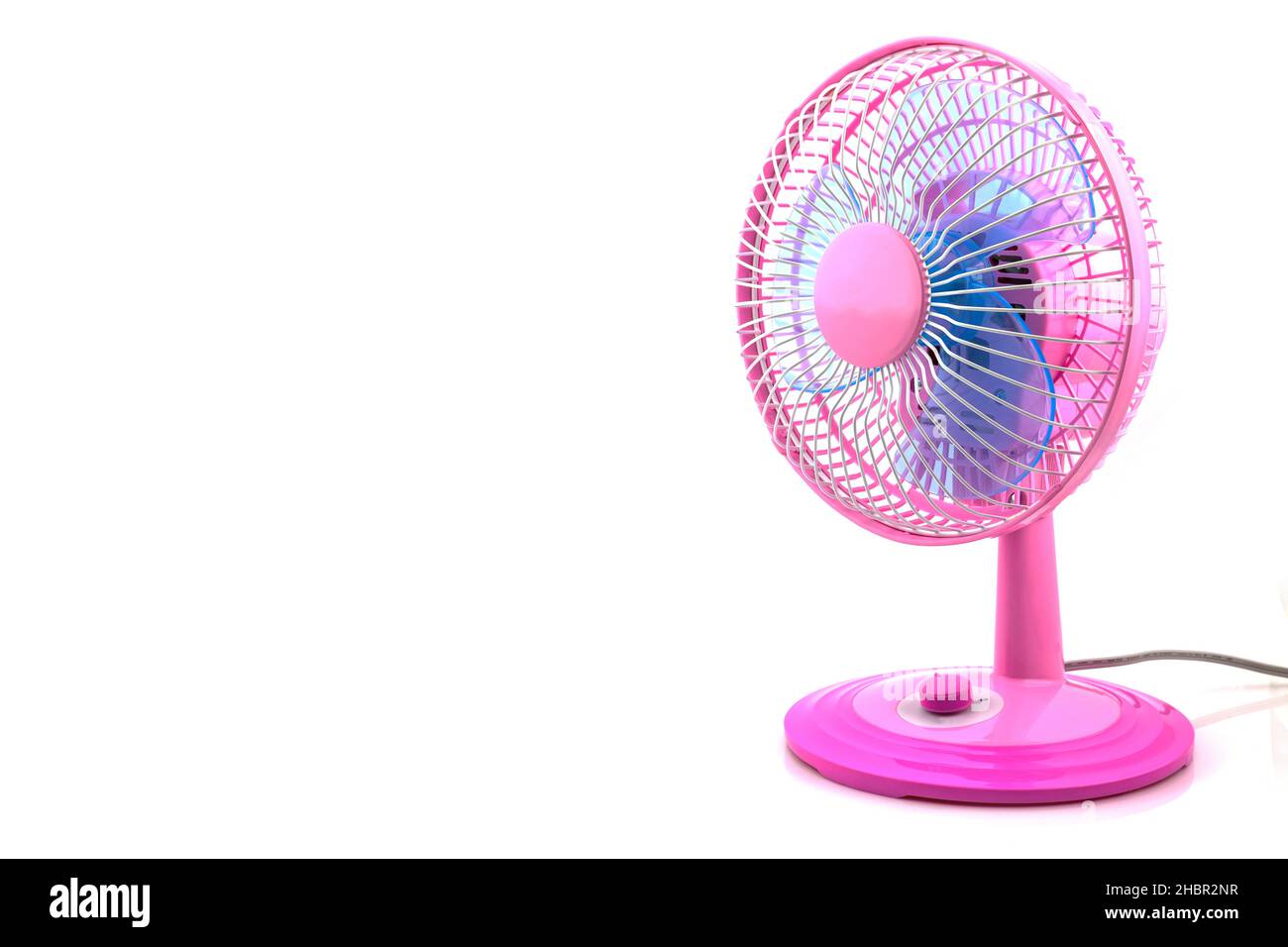 Pink electric table fan isolated on white background Stock Photo - Alamy