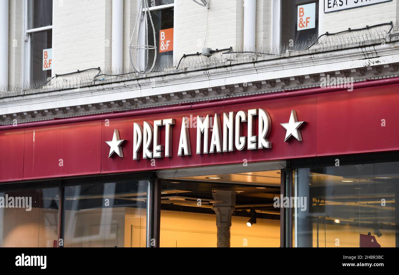 A Pret A Manger cafe in East Street Brighton , England UK Stock Photo ...