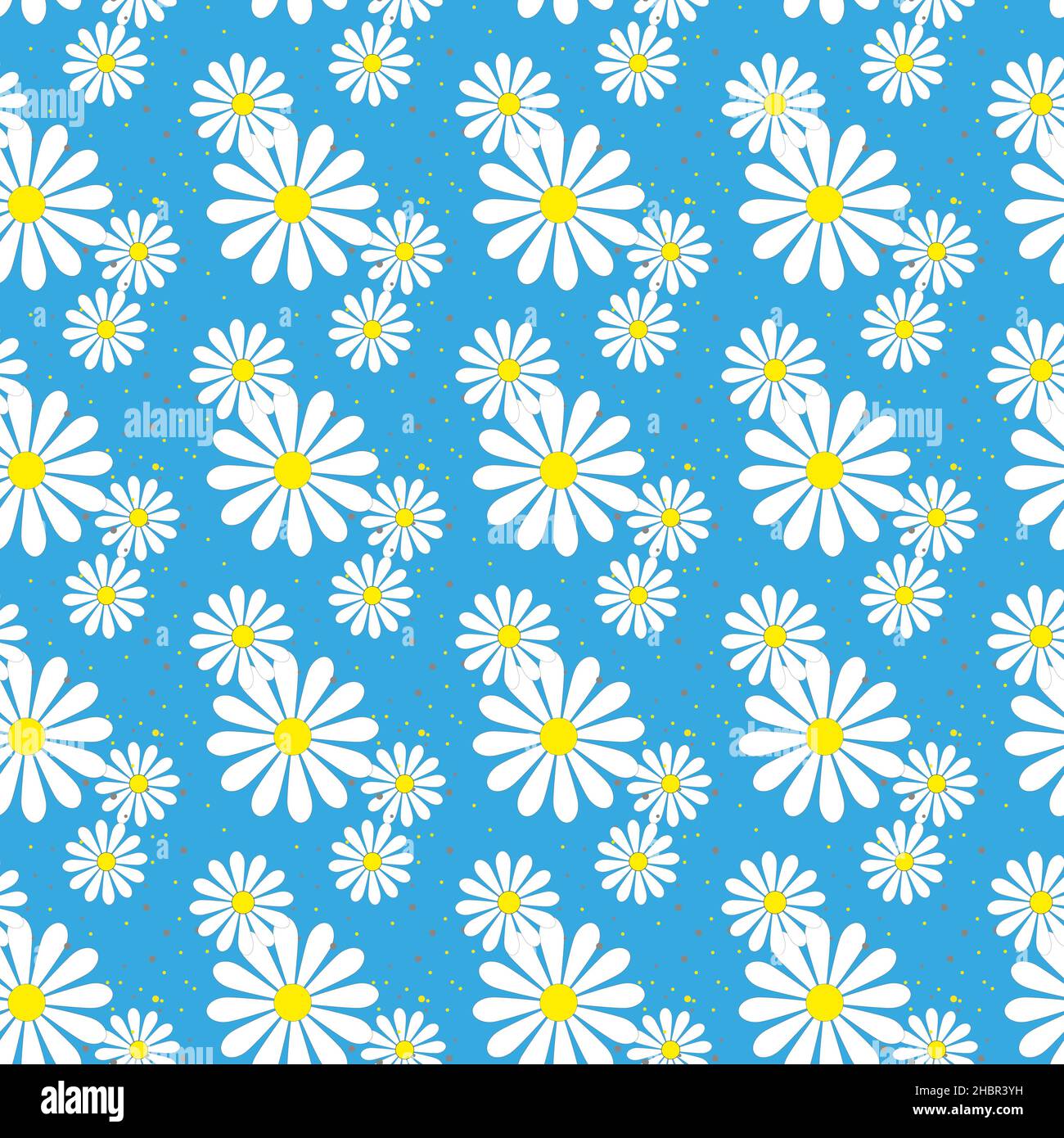 Seamless pattern with daisy flower on blue background vector. Cute ...