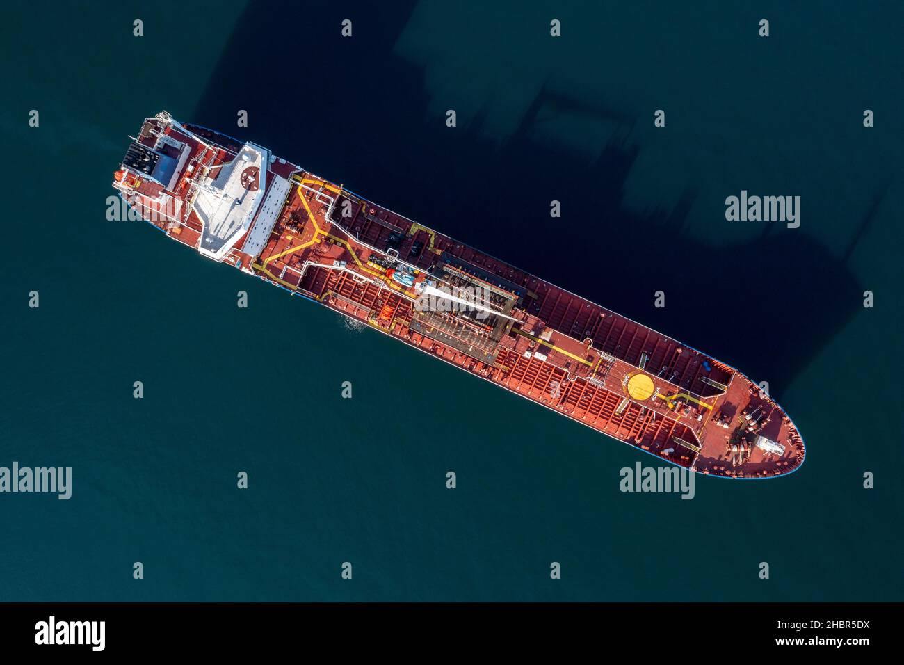 Top view of a marine tanker in the sea Stock Photo - Alamy