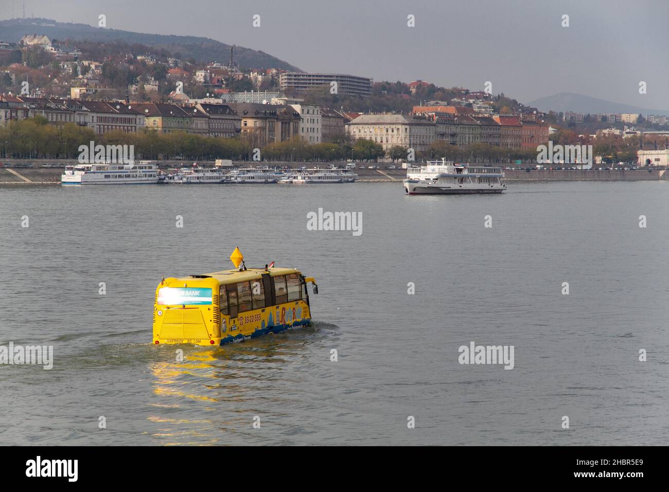 Bus Boat in the Danube river, Budapest, Hungary Stock Photo - Alamy