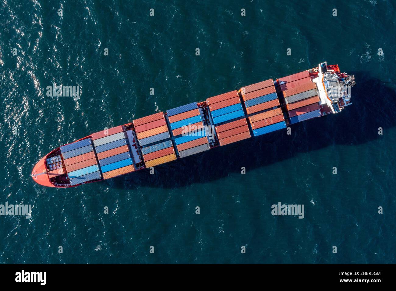 Top view of a container ship at sea Stock Photo - Alamy