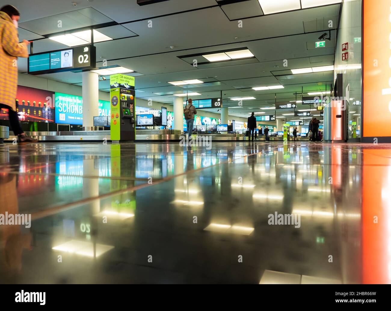 Baggage collection area and exit to the city at Vienna International ...