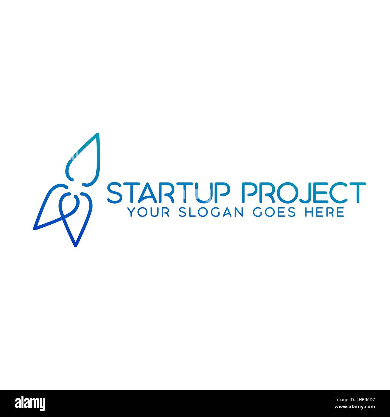 Linear abstract startup Rocket with Play Minimalist Logo Design. Stock ...