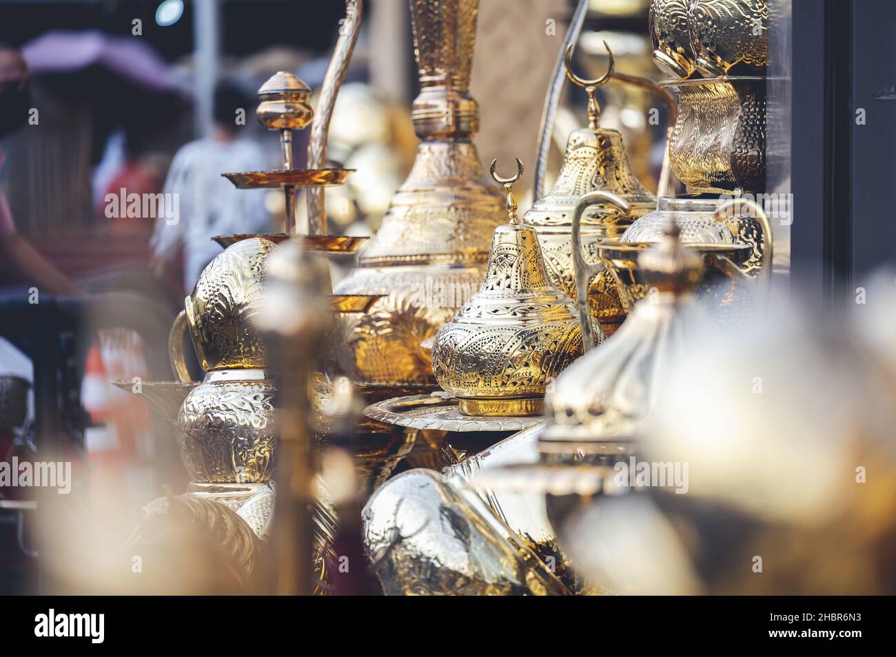 Authentic muslim religious vessels and containers at the market Stock ...