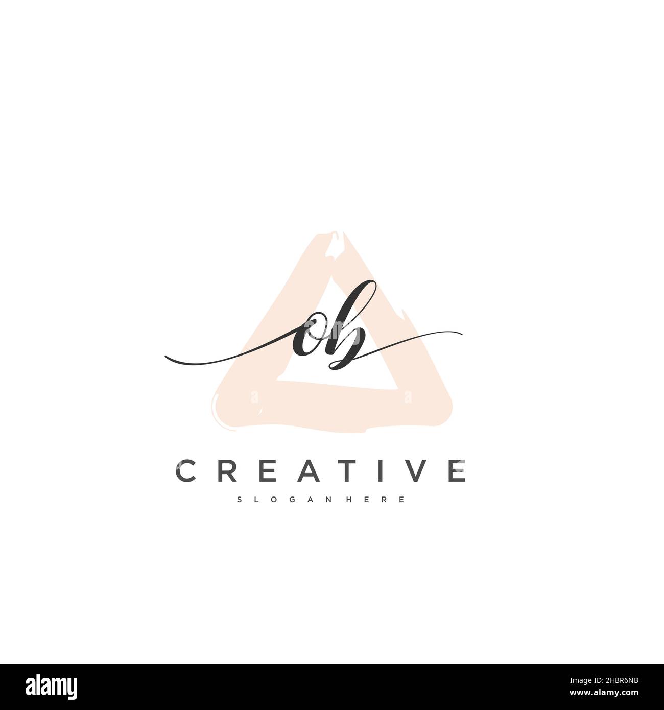 OB Initial handwriting minimalist geometric logo template vector art ...