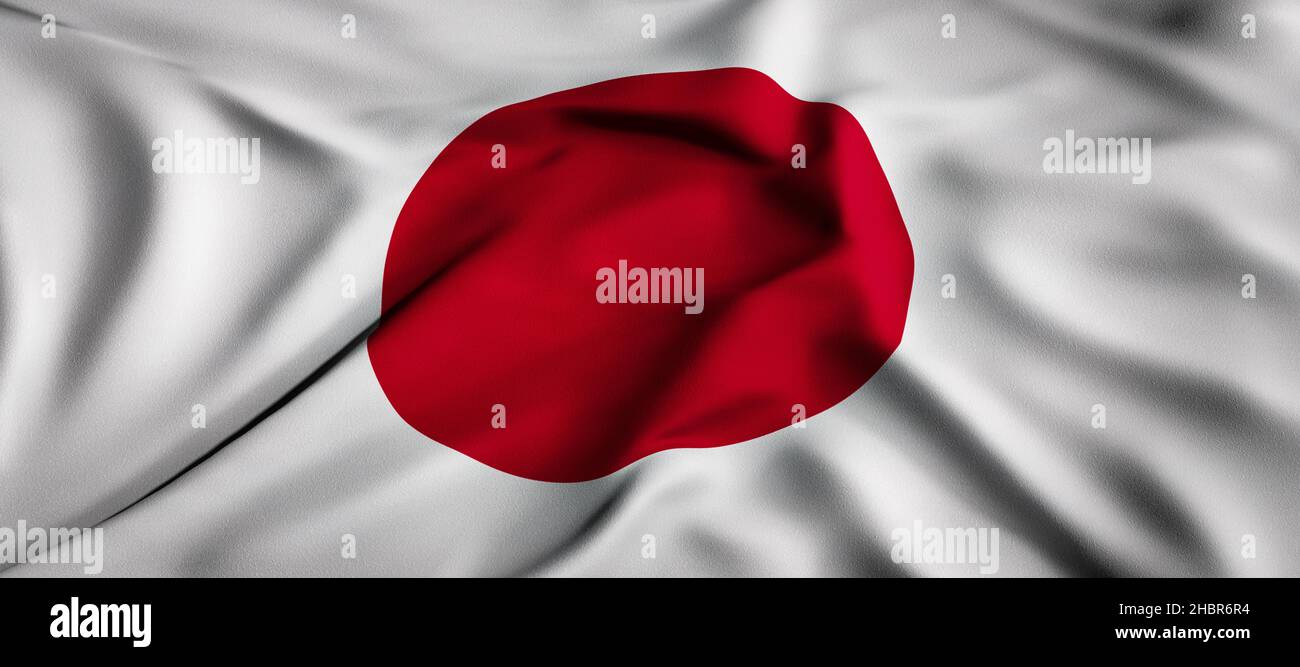 Waving flag concept. National flag of Japan. Waving background. 3D ...