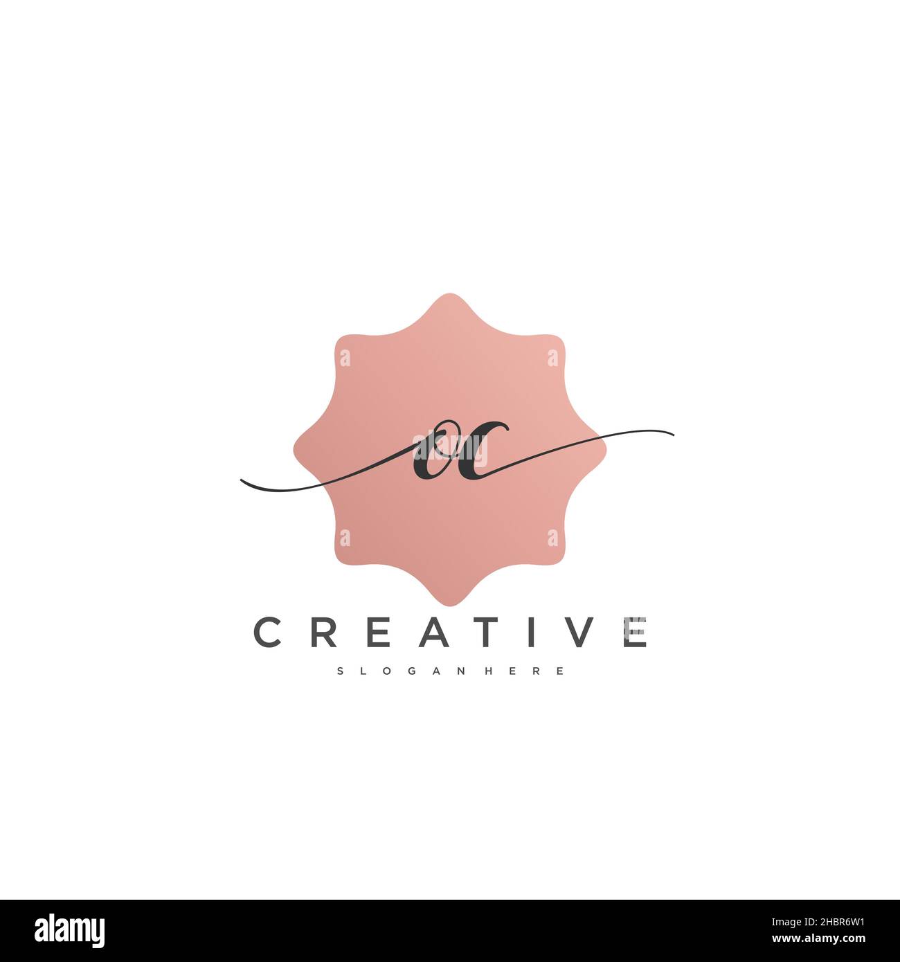 OC Initial handwriting minimalist geometric logo template vector art ...